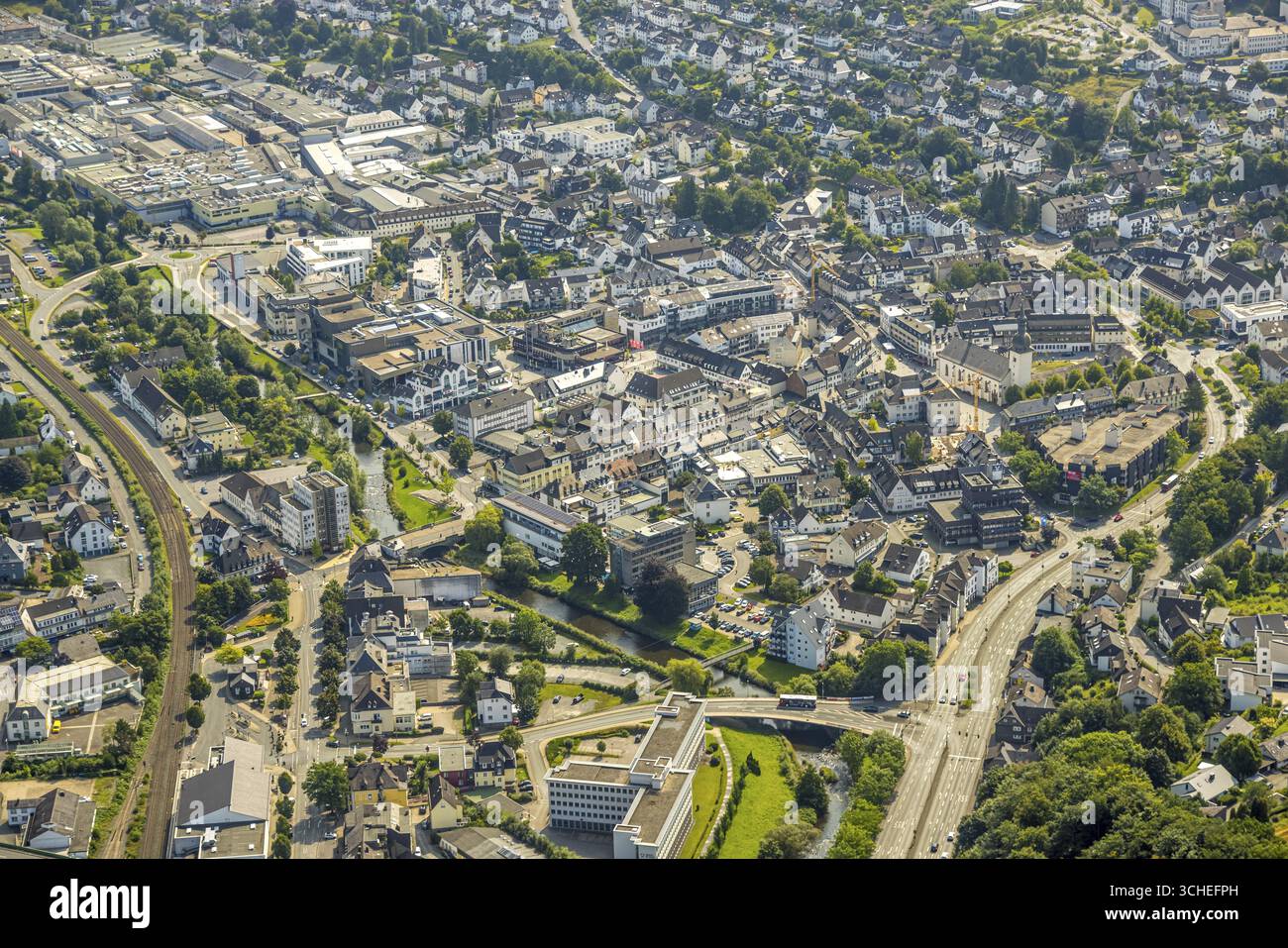 Aerial view, city centre view with Stiftsplatz and St. Walburga ...