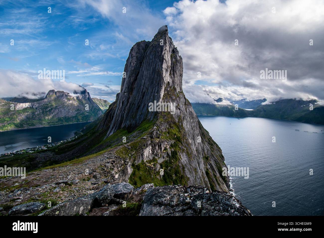 View of mount Segla above the norwegian fjord Stock Photo - Alamy