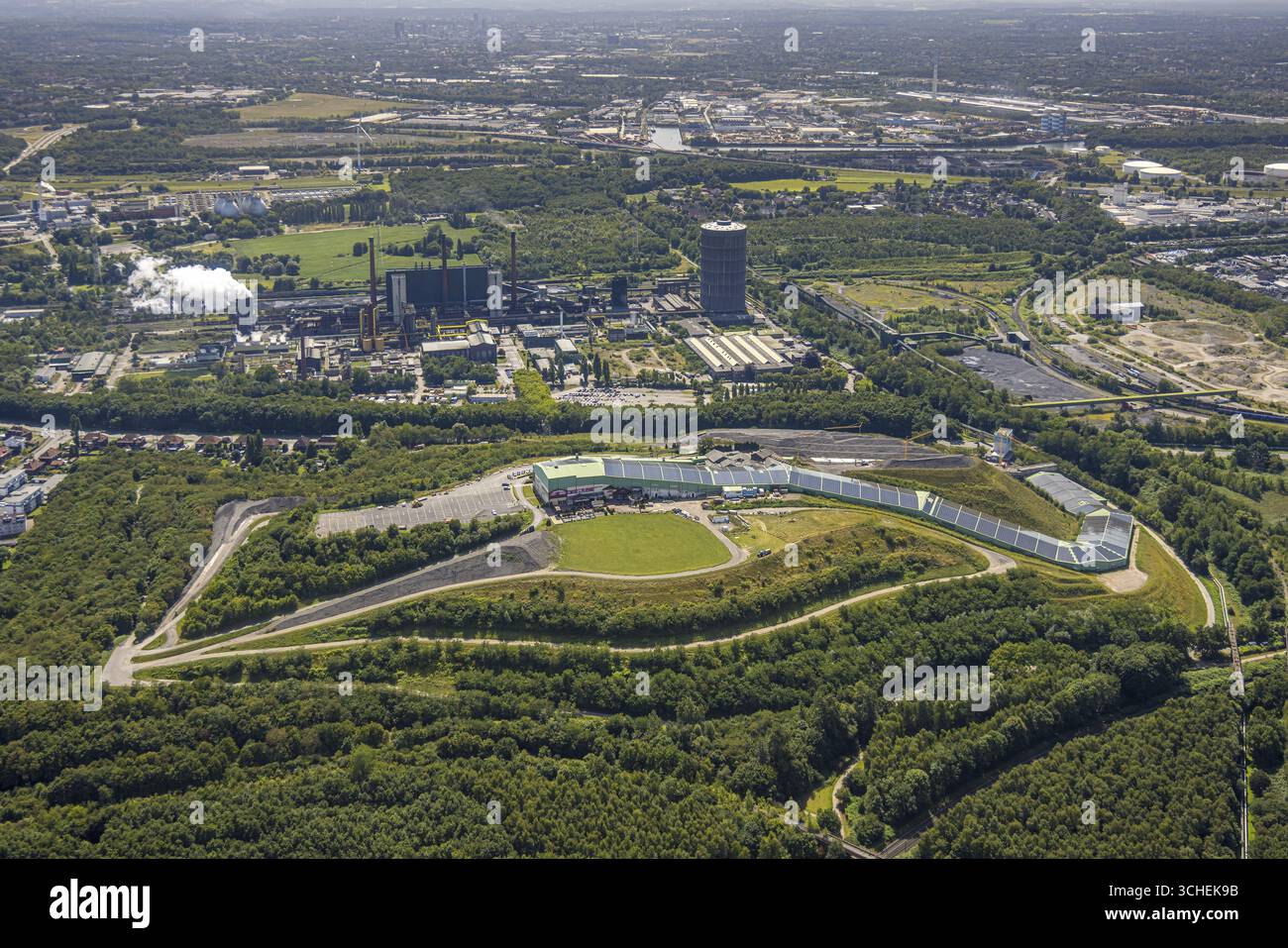 Aerial view, alpincenter Bottrop ski hall, HAlde Prosperstrasse ...