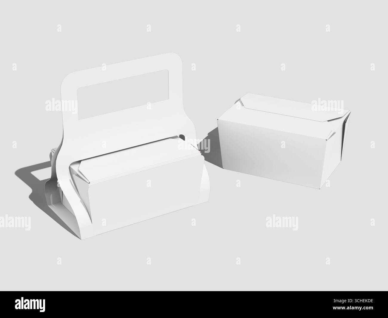 Food Carrier Packaging Mockup with Handle and Box Stock Photo - Alamy