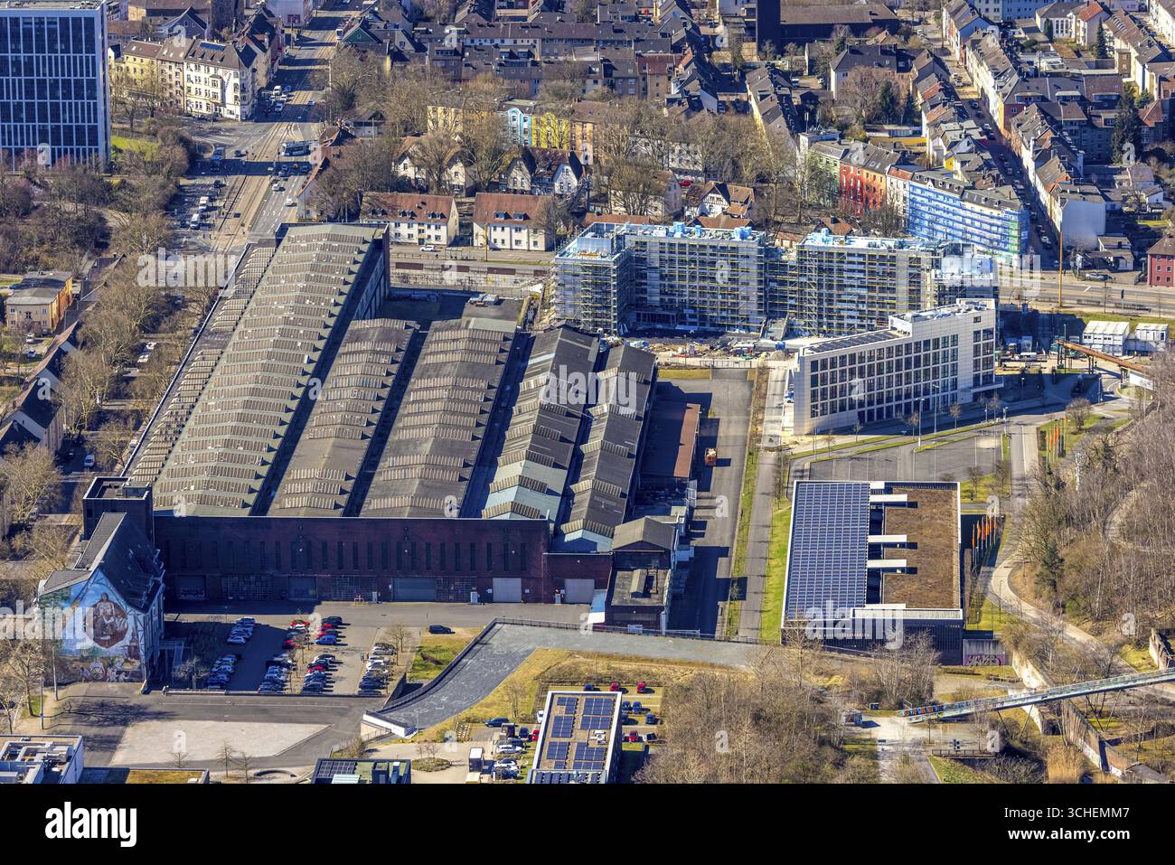 Aerial view, Jahrhunderthalle and construction site TRIUM Business ...
