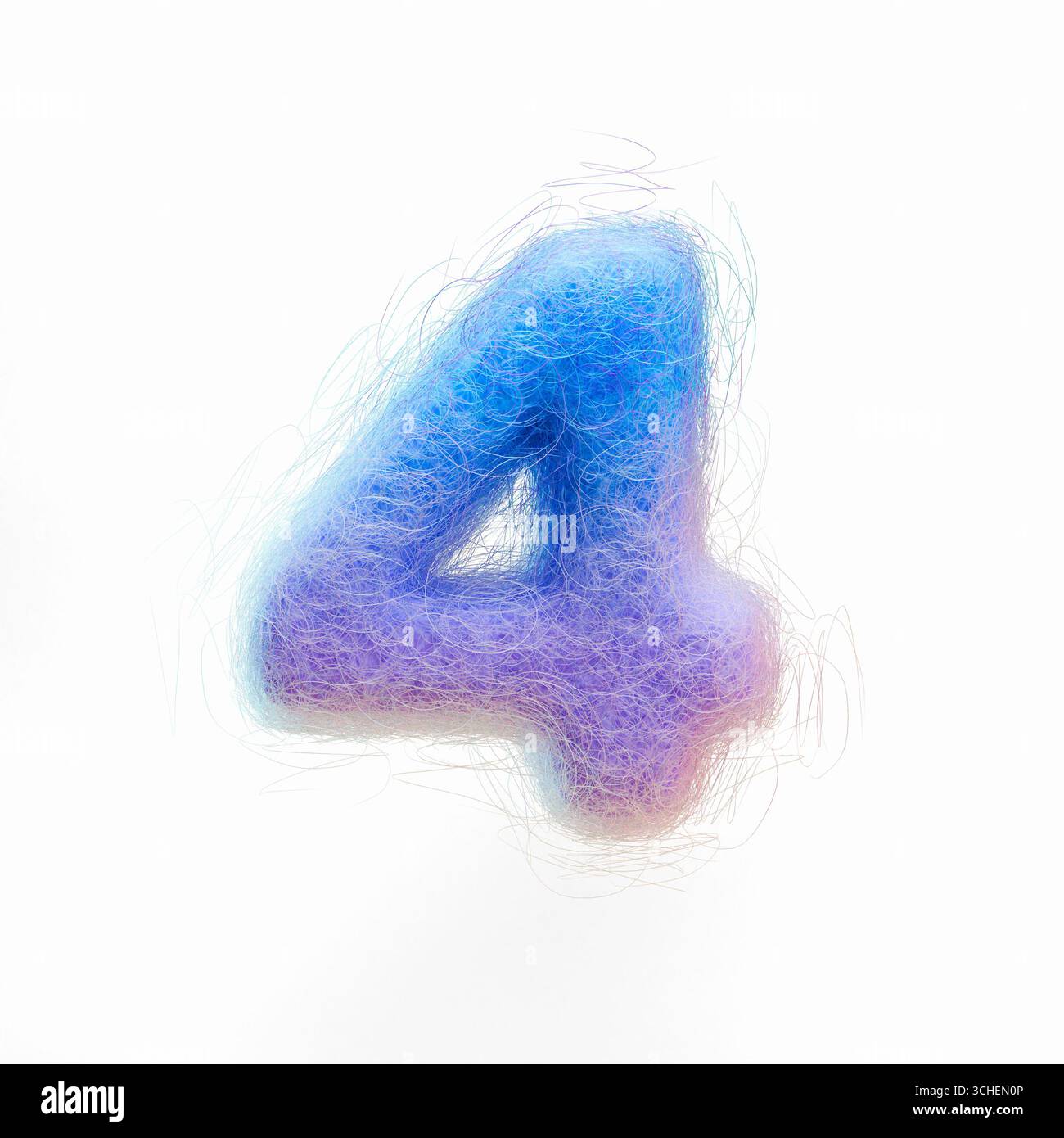 Wool felt font Number 4 FOUR 3D rendering illustration isolated on ...