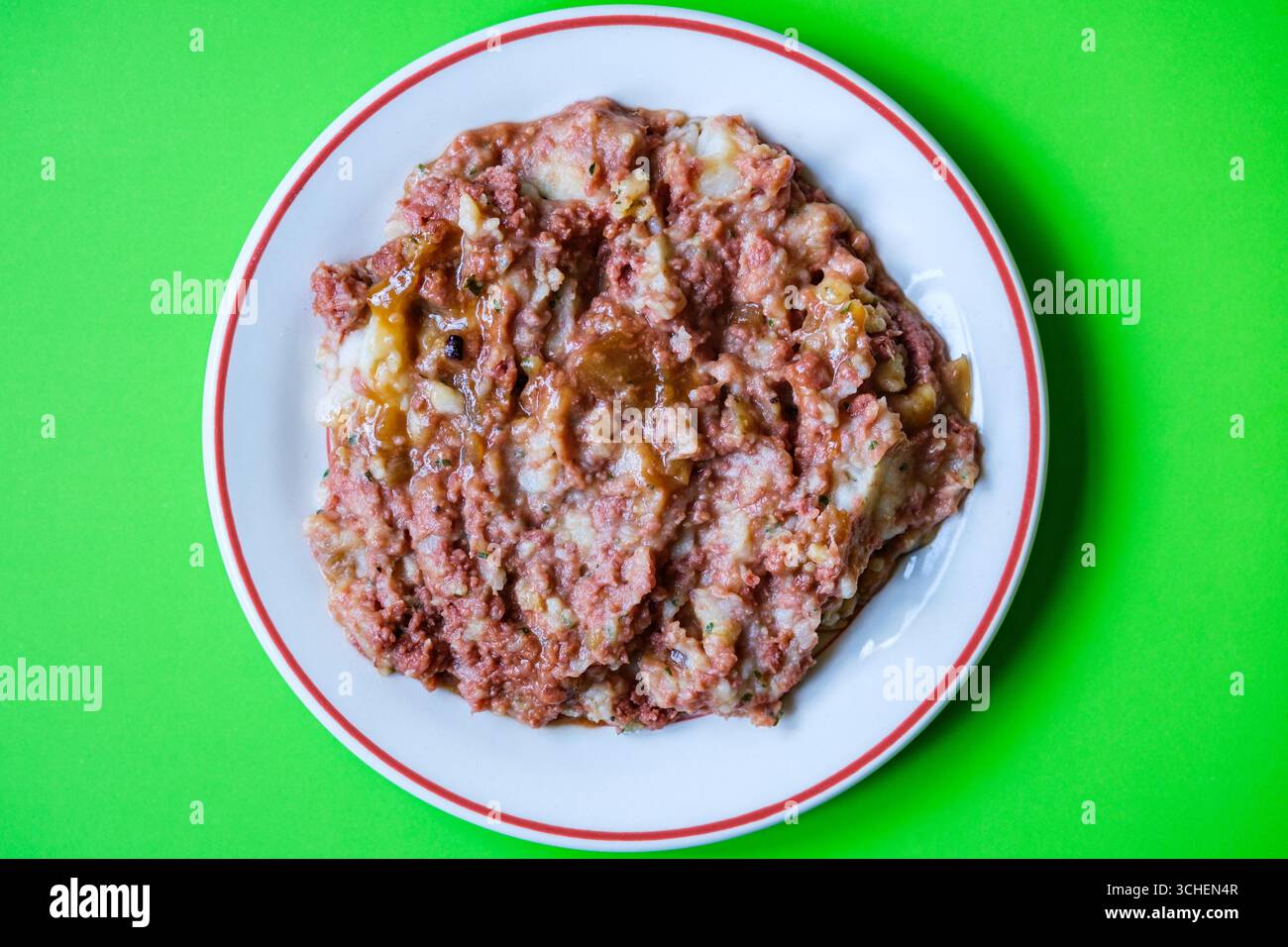 London UK, September 01 2025, Classic Tasty Cooked Corned Beef Hash ...