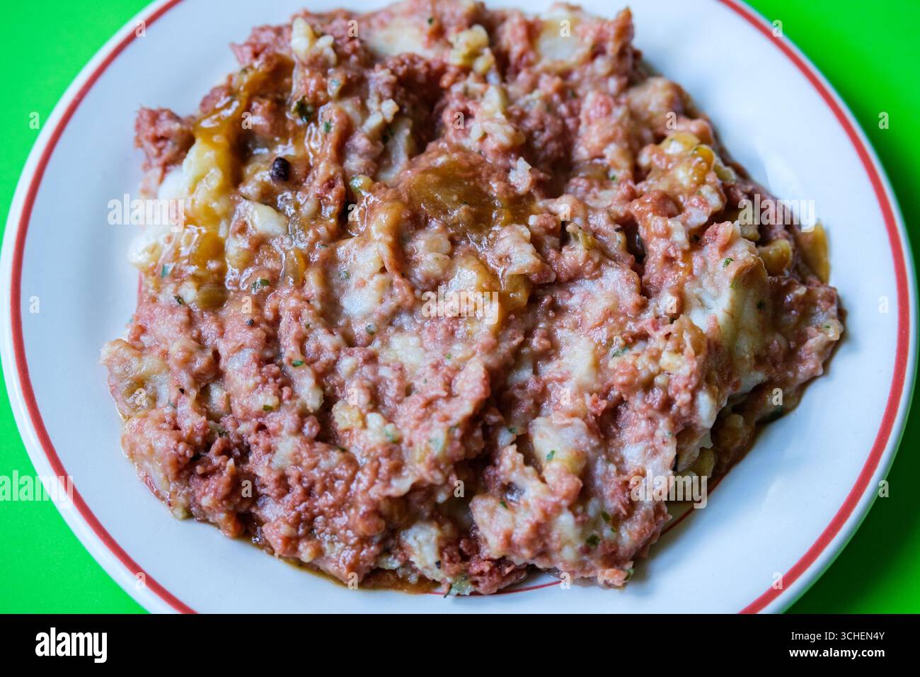 London UK, September 01 2025, Classic Tasty Cooked Corned Beef Hash ...
