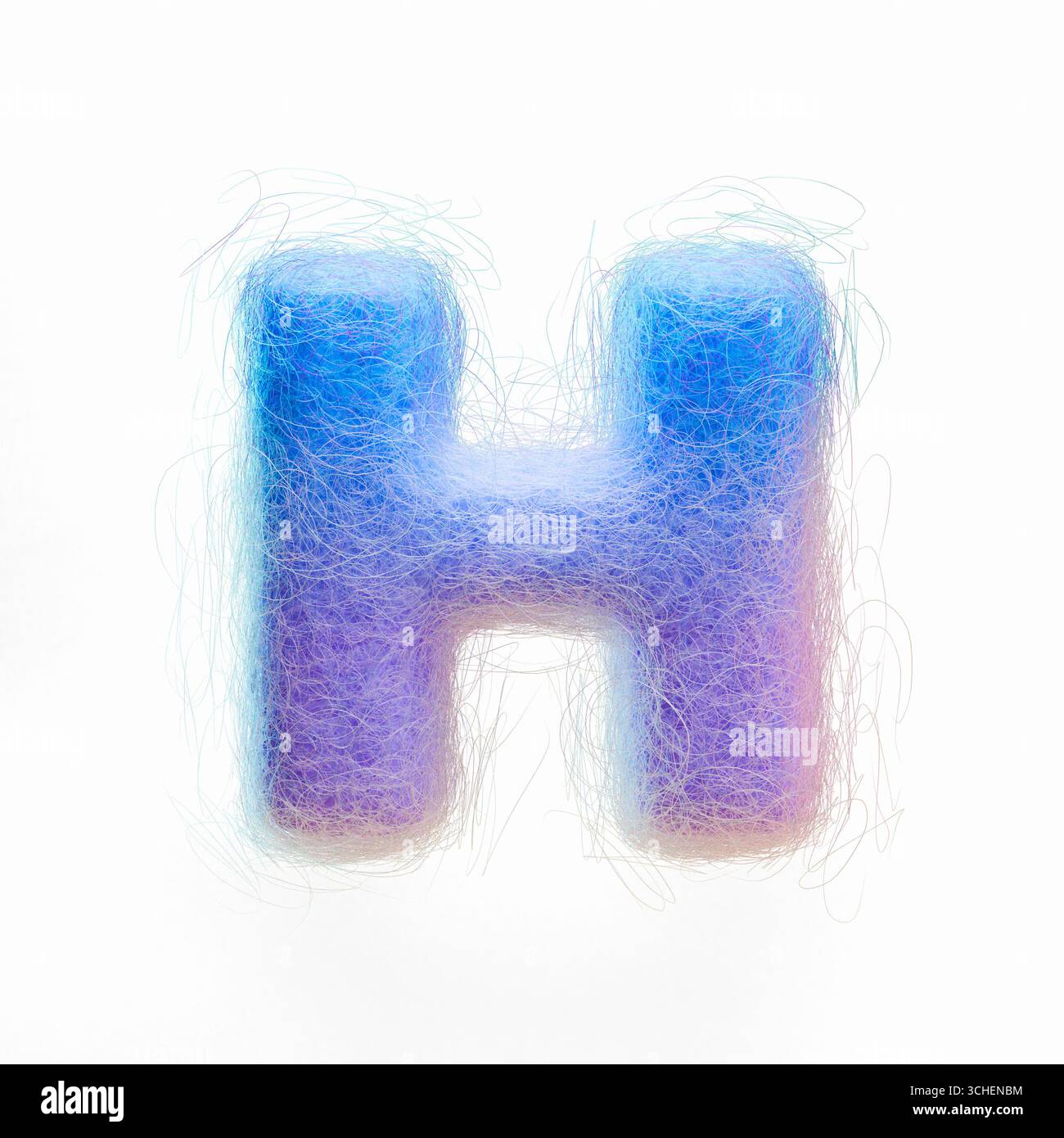 Wool felt font Letter H 3D rendering illustration isolated on white ...