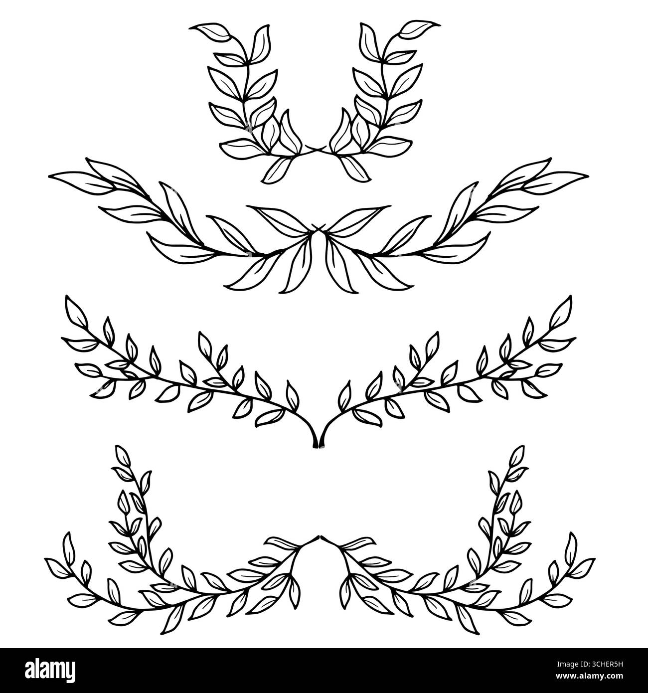 Twigs black and white sketch, simple drawing. Vector illustration ...