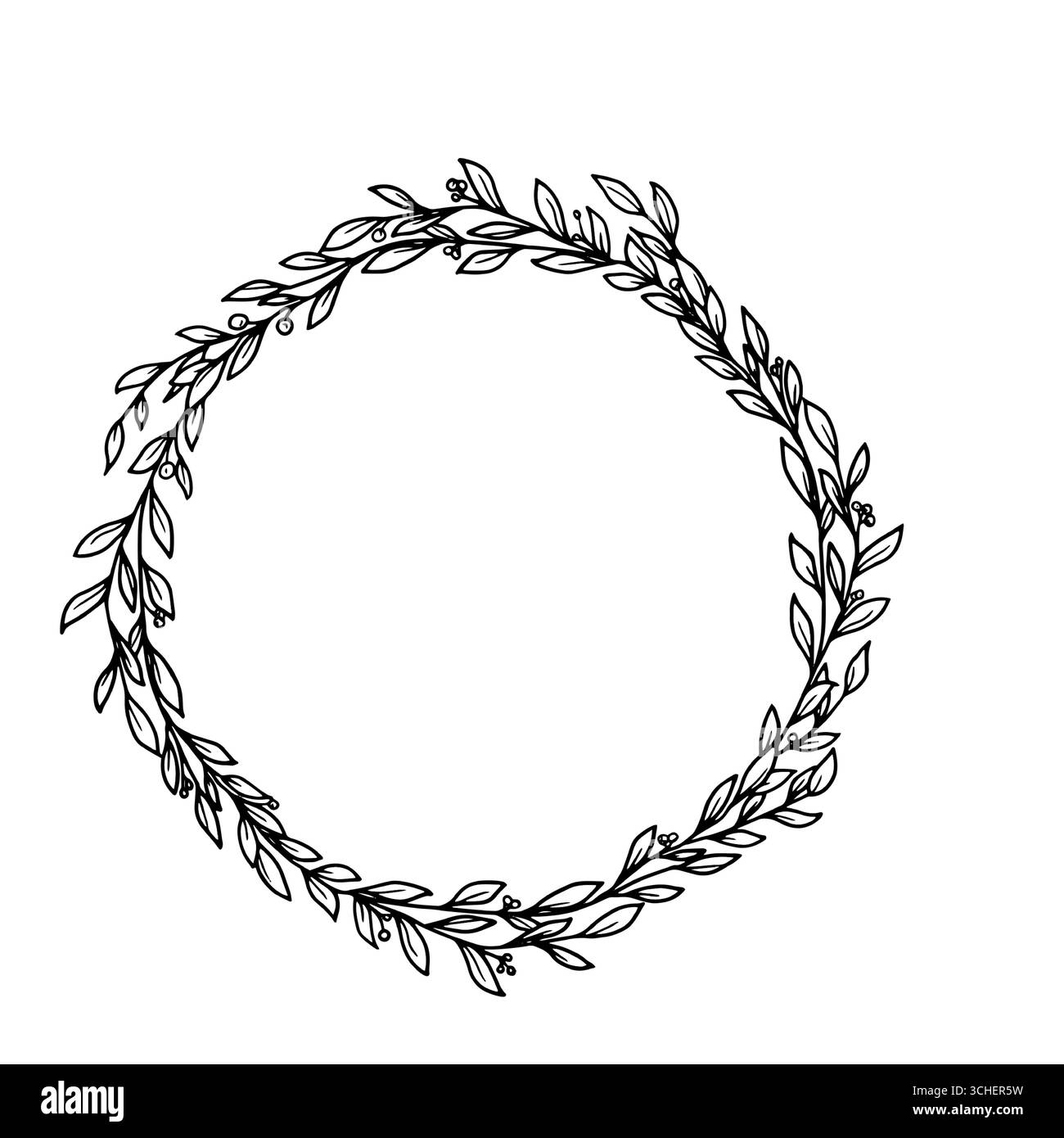 Laurel leaves round Black and White Stock Photos & Images - Alamy