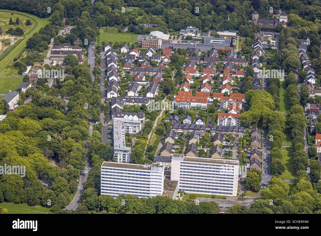 Aerial view, tax office Dortmund-Ost authority, high-rise buildings ...
