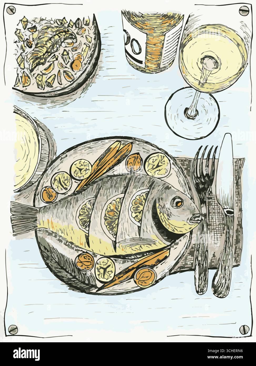 Salad with grilled vegetables Stock Vector Images - Alamy