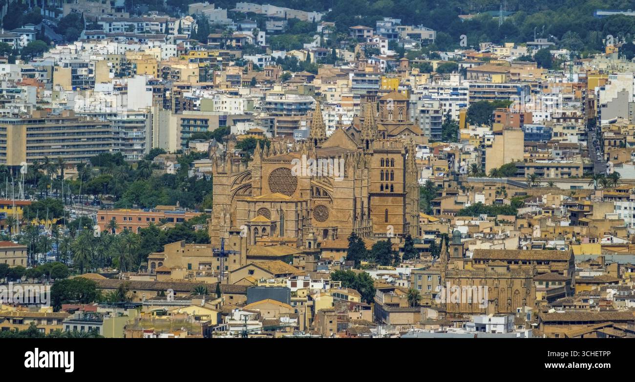 Aerial view, Church Santa Iglesia Catedral de Majorca, Cathedral of ...