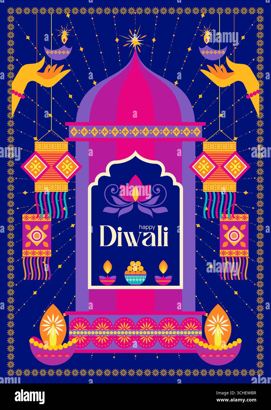 Festive Temple Arch Diwali Illustration Stock Vector Image & Art - Alamy
