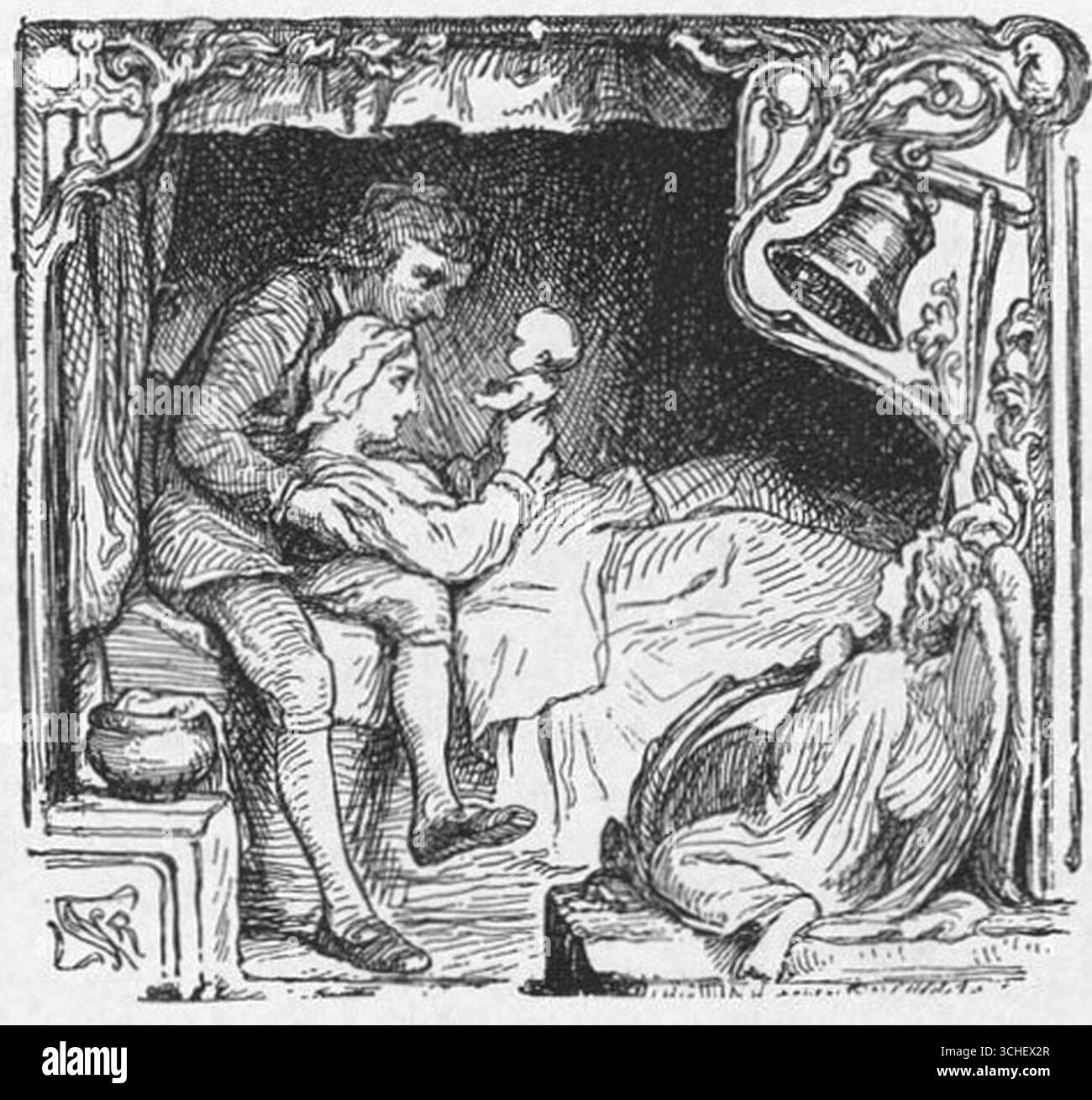Old Church Bell illustration of Andersen's fairy tale 01 Stock Photo ...