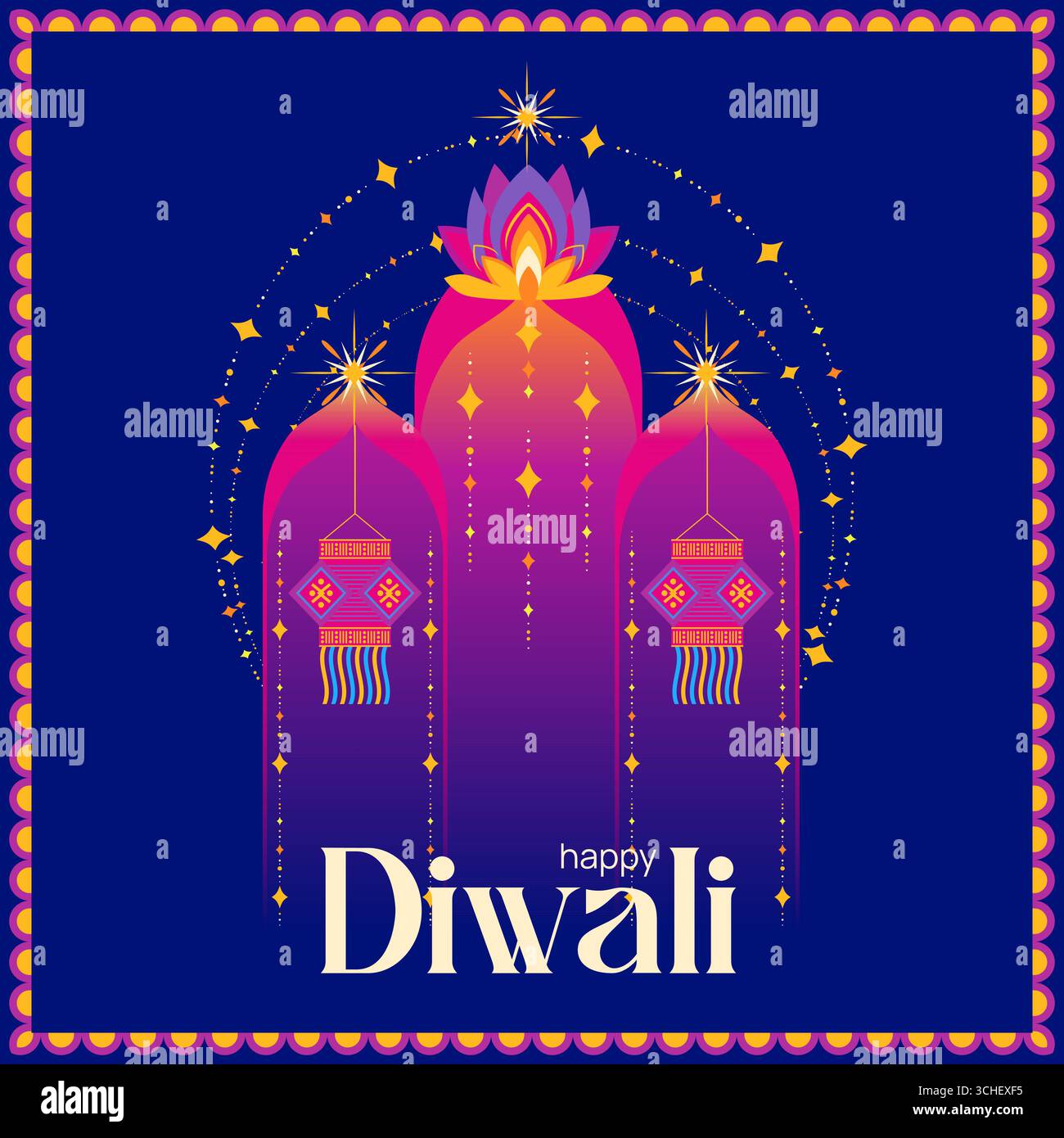 Bright Lotus Arch Diwali Illustration Stock Vector Image & Art - Alamy