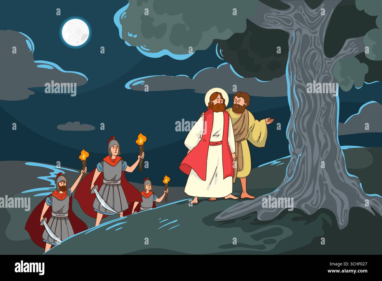 Biblical Scene Depiction The Dramatic Night of Betrayal Featuring ...