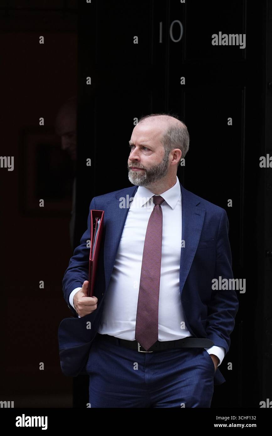 Business Secretary Jonathan Reynolds leaves 10 Downing Street, London, after a Cabinet meeting ...
