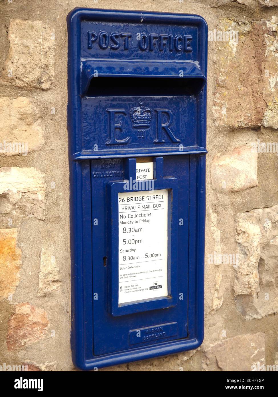 A Queen Elizabeth II Post Office mailbox painted blue and repurposed ...