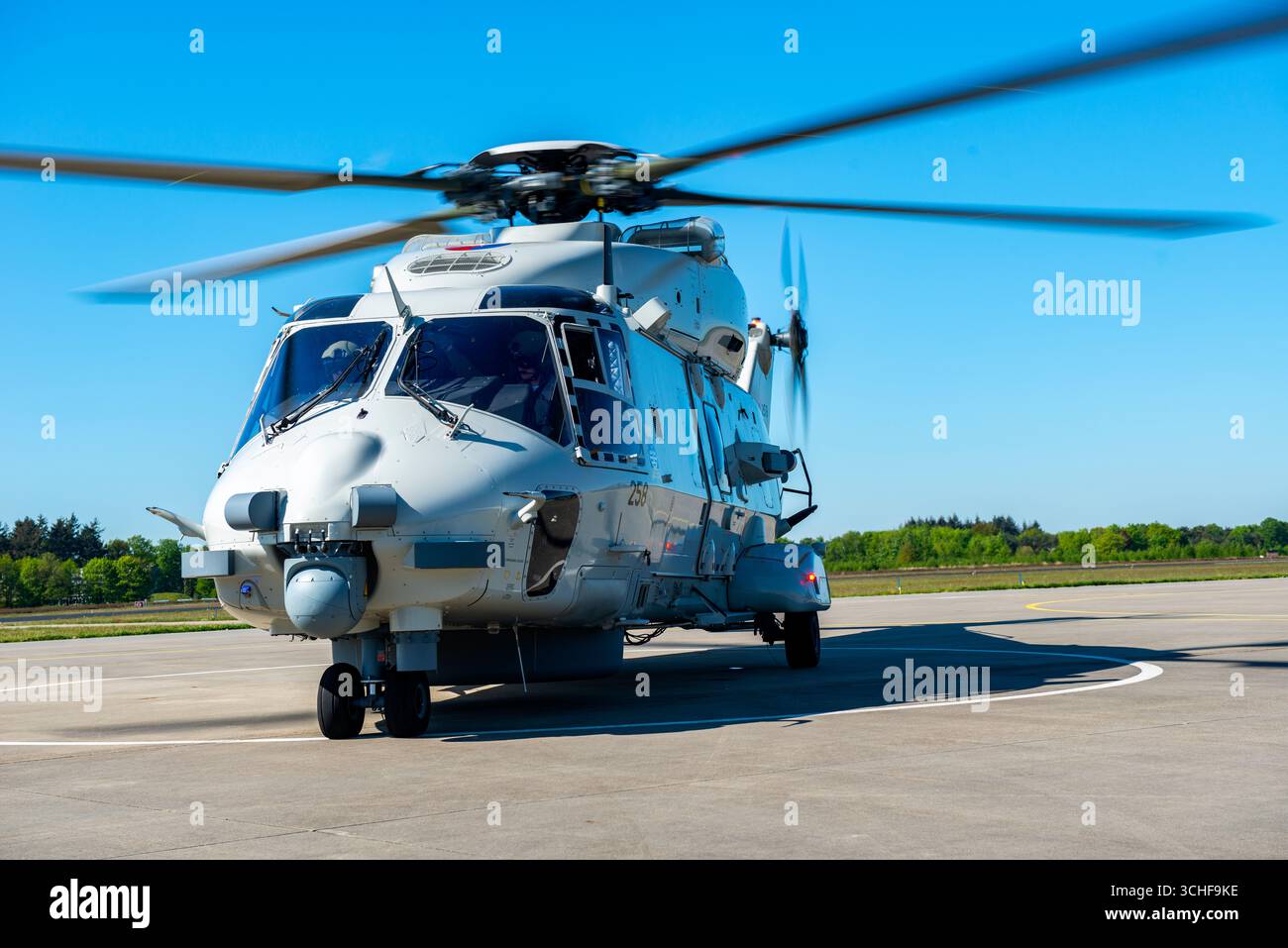 Military NH90 Marine Helicopter preparing for take off during Dutch ...