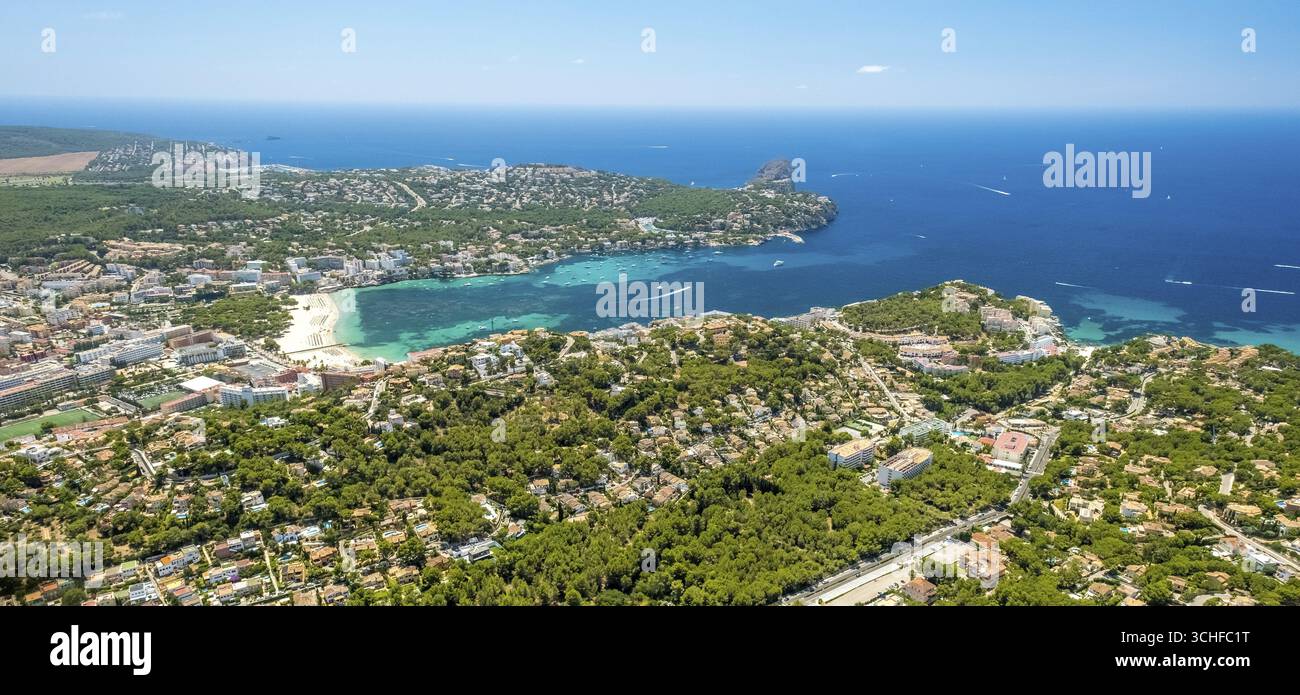 Aerial view, Bay of Santa Ponsa, main beach Santa Ponsa, Playa Santa ...