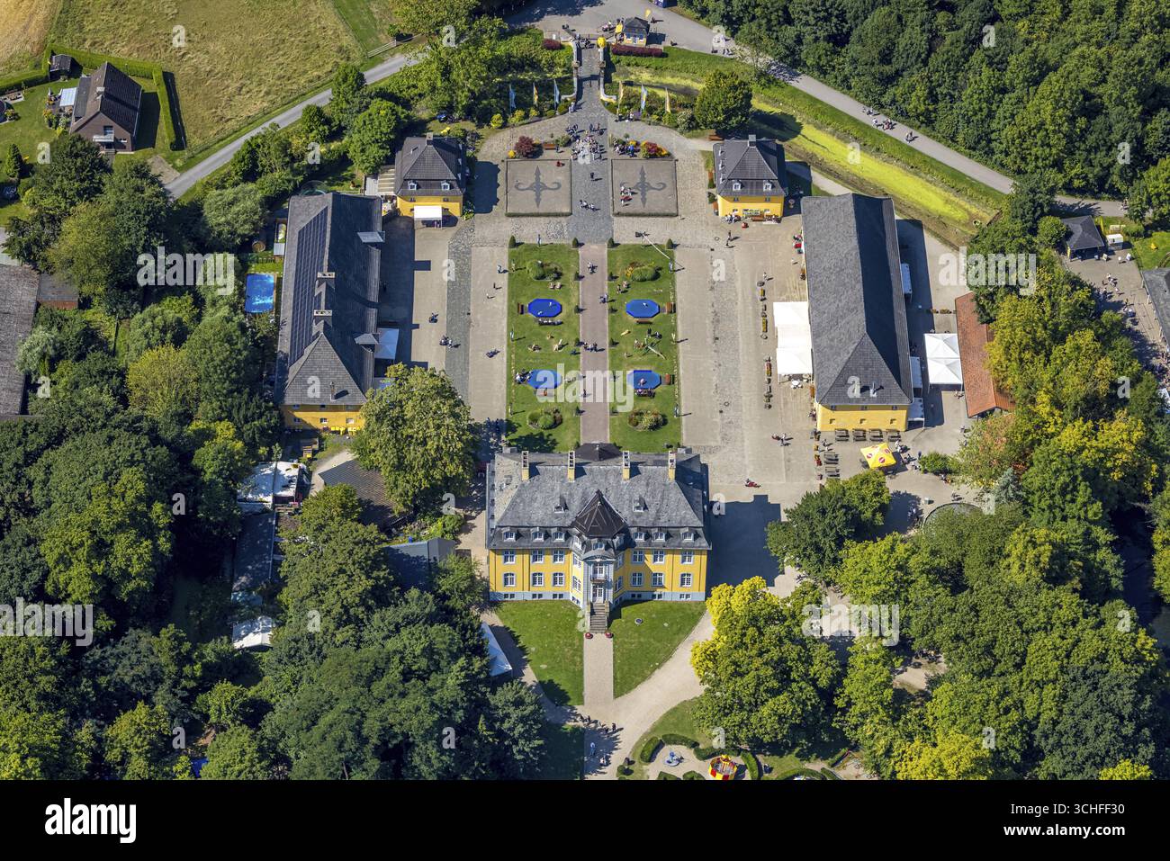 Aerial view, Schloss Beck leisure park with castle park, children ...