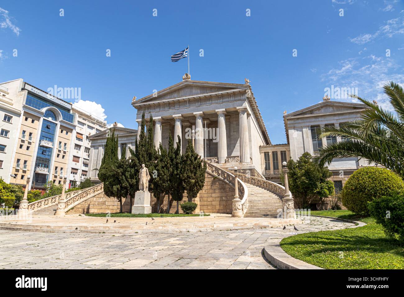 Athens, Greece. Main facade of the Vallianeio Megaro, National Library ...
