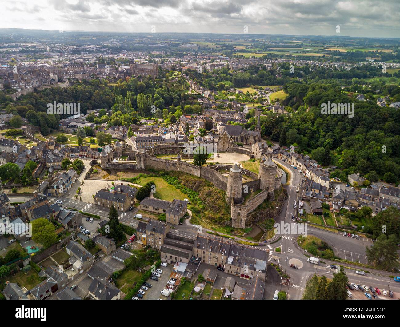 Aerial view of Fougères, Brittany, France, showcasing the town’s ...