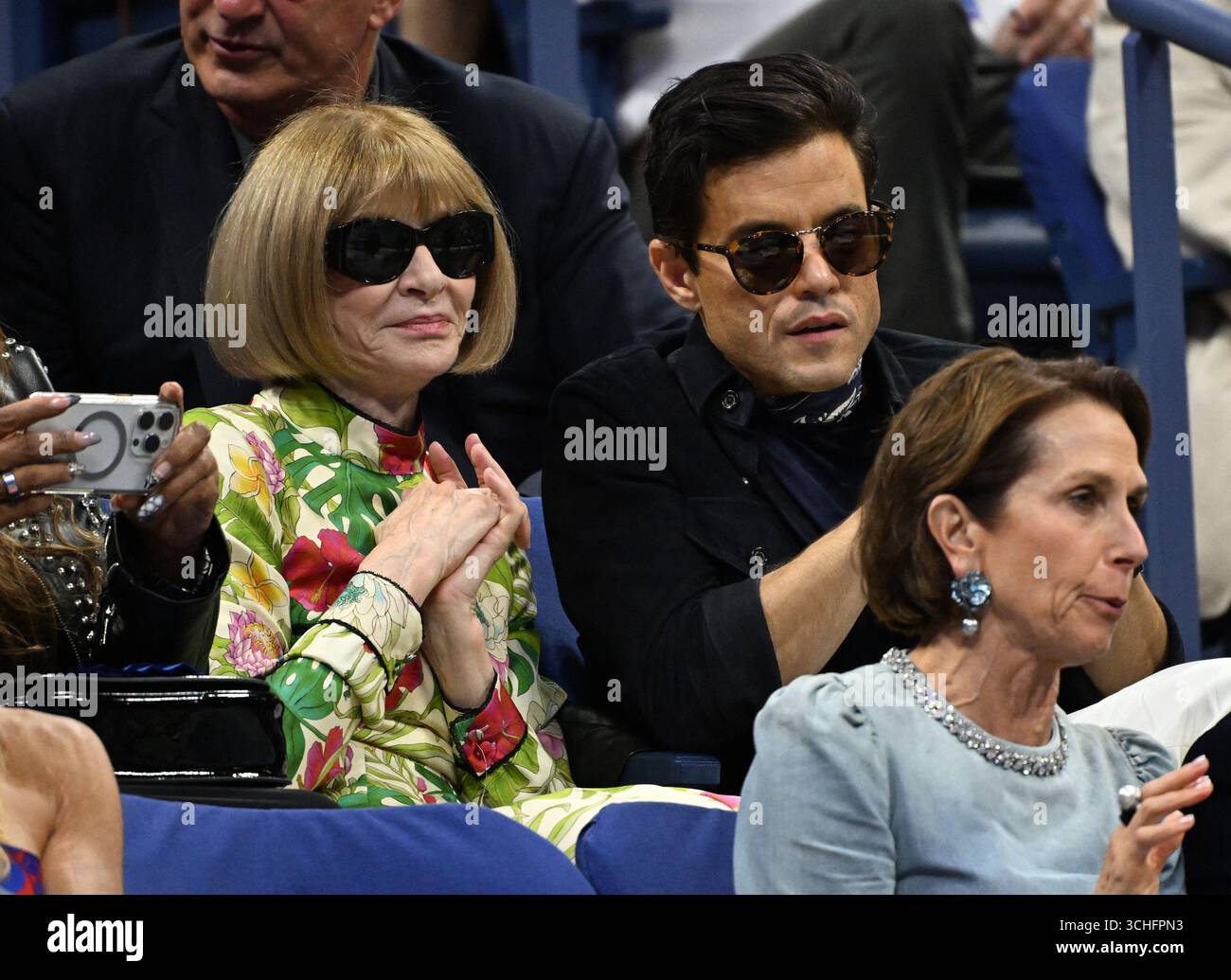 FLUSHING NY- SEPTEMBER 01: Anna Wintour and Rami Malek are seen ...