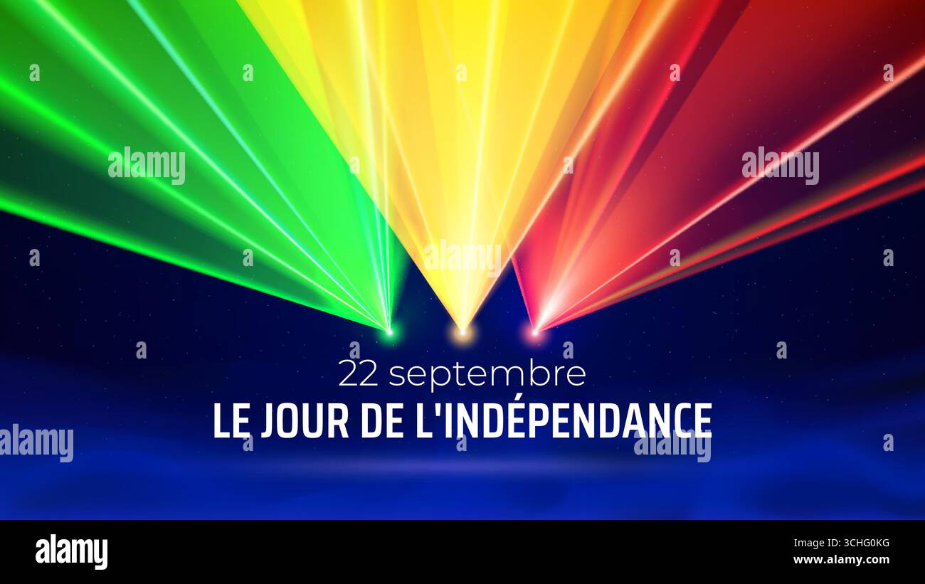 September 22, mali independence day. Mali flag laser light show. Laser ...