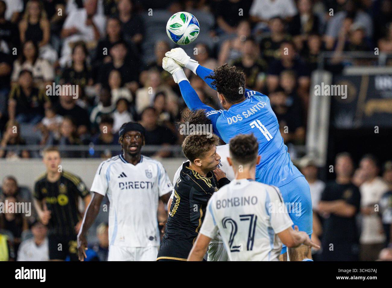 San Diego FC goalkeeper Carlos Dos Santos (1) punches the ball during a ...