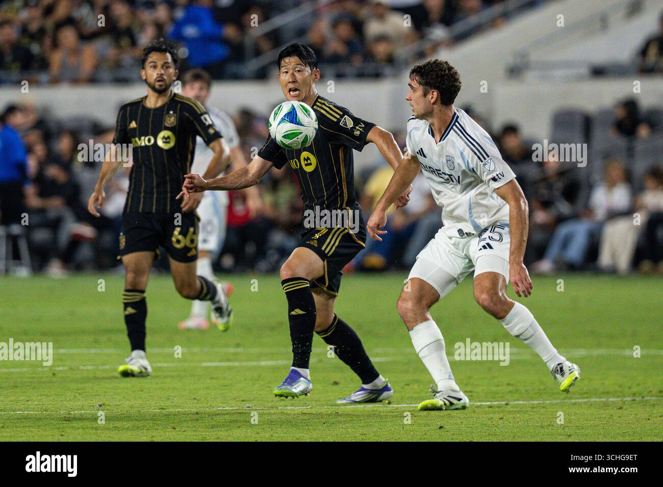 LAFC forward Son Heung-Min (7) and San Diego FC defender Ian Pilcher ...