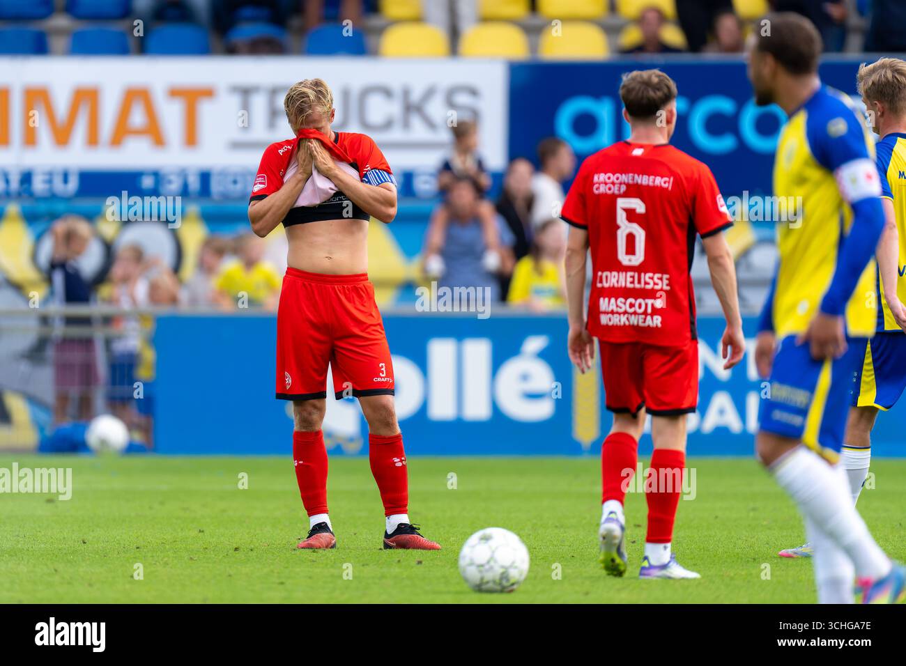 WAALWIJK, NETHERLANDS - AUGUST 30: Joey Jacobs of Almere City FC looks dejected during the Dutch ...