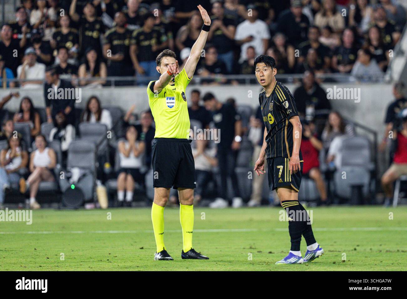 LAFC forward Son Heung-Min (7) is called for offside against San Diego ...