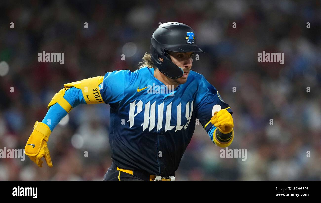 Philadelphia Phillies' Bryson Stott plays during a baseball game Friday ...