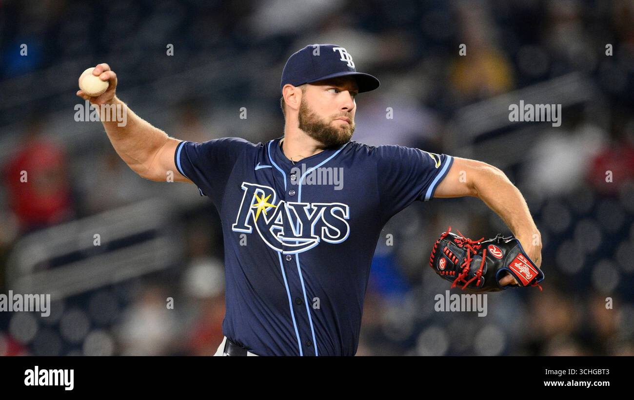 Tampa Bay Rays starting pitcher Adrian Houser (37) in action during a ...