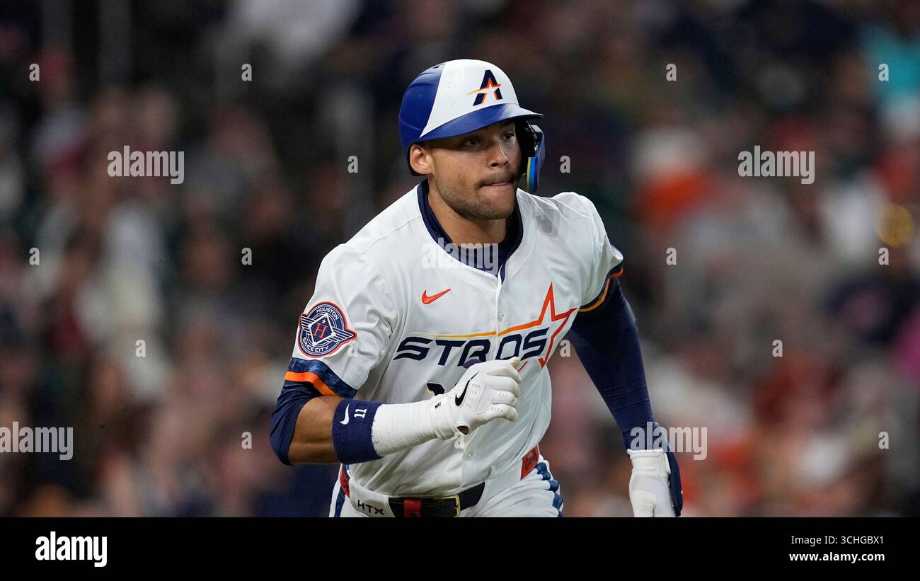 Houston Astros' Cam Smith (11) runs up the first base line against the ...