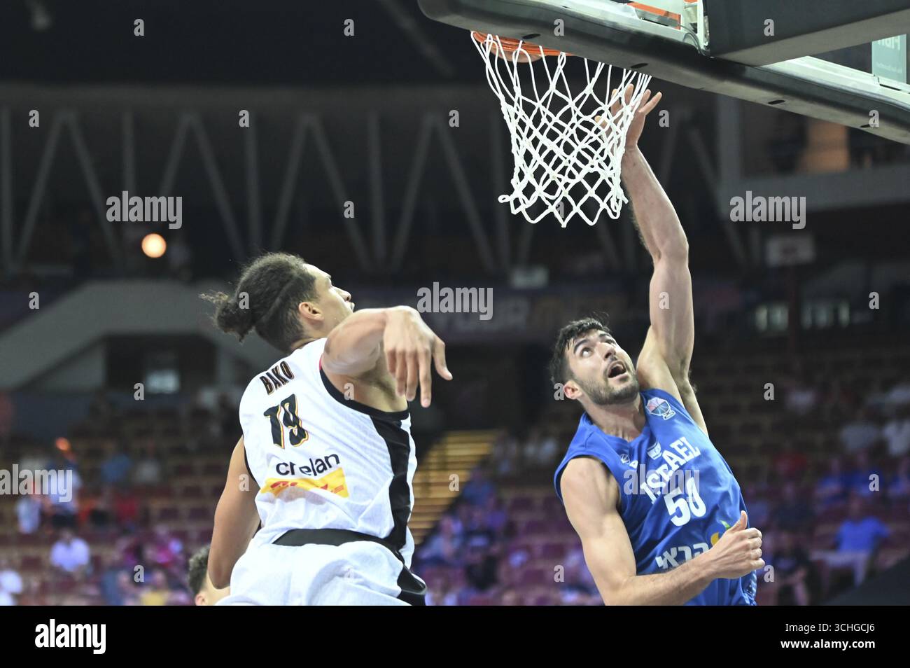 Ismael Bako (BEL) and Yovel Zoosman (ISR) during match of the FIBA ...