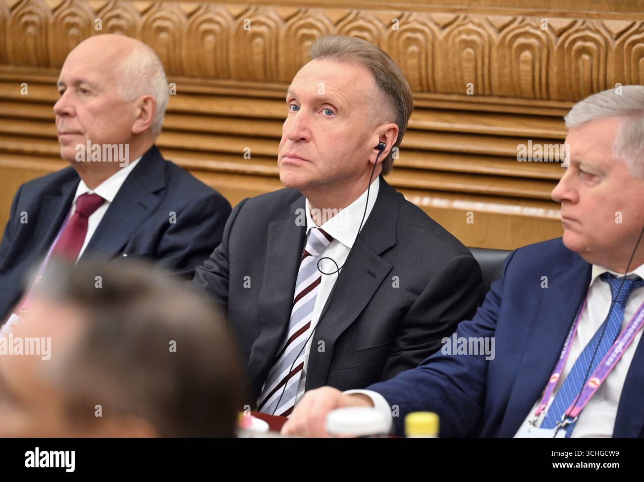 Russian-Chinese negotiations. Rostec State Corporation CEO Sergey Chemezov (left) and Chairman ...