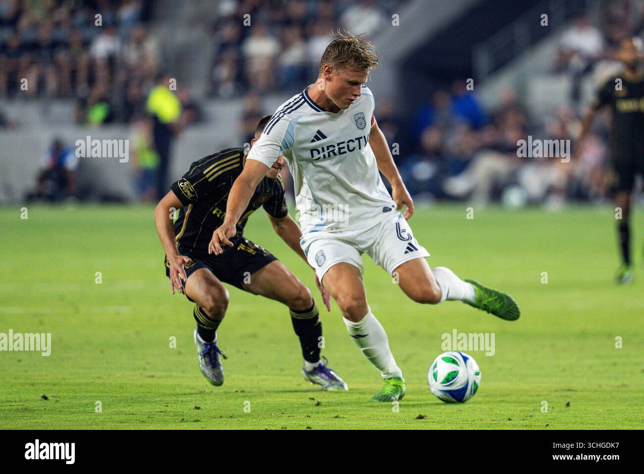 San Diego FC defender Jeppe Tverskov (6) sends a pass during a MLS ...