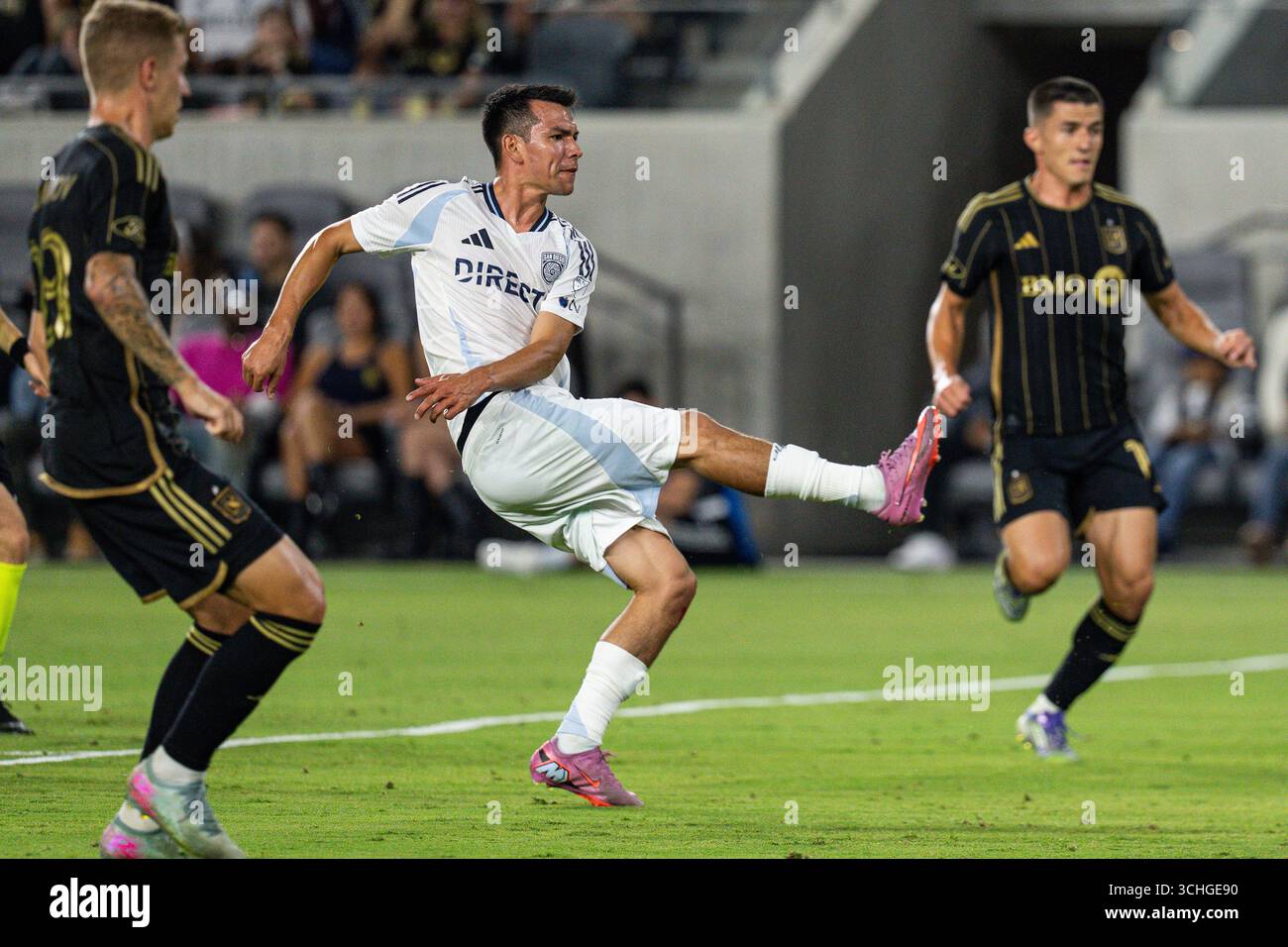 San Diego FC midfielder Hirving Lozano (11) scores a goal during a MLS ...
