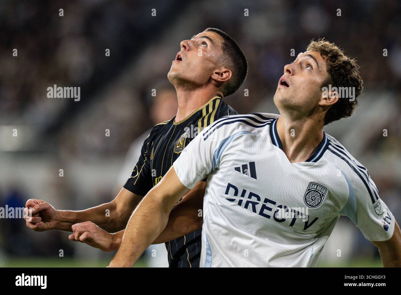 LAFC defender Sergi Palencia (14) and San Diego FC defender Ian Pilcher ...