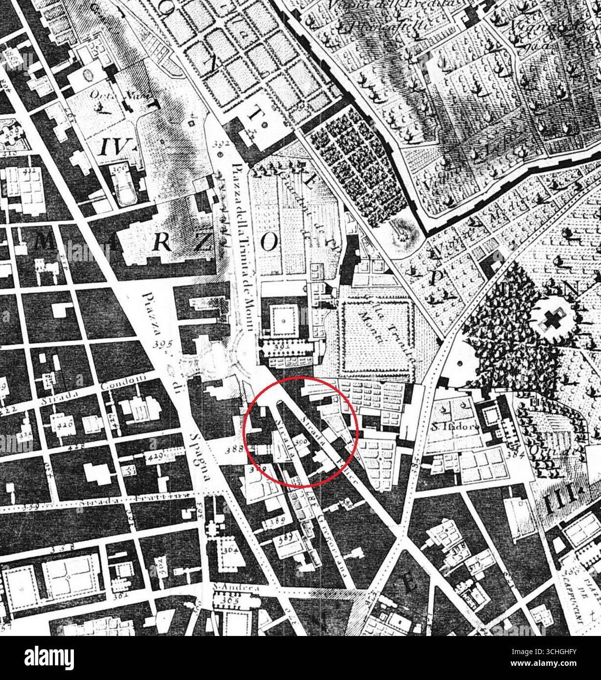 Nolli Map Rome, (1748) Cutout with Palazzo Zuccari Stock Photo - Alamy