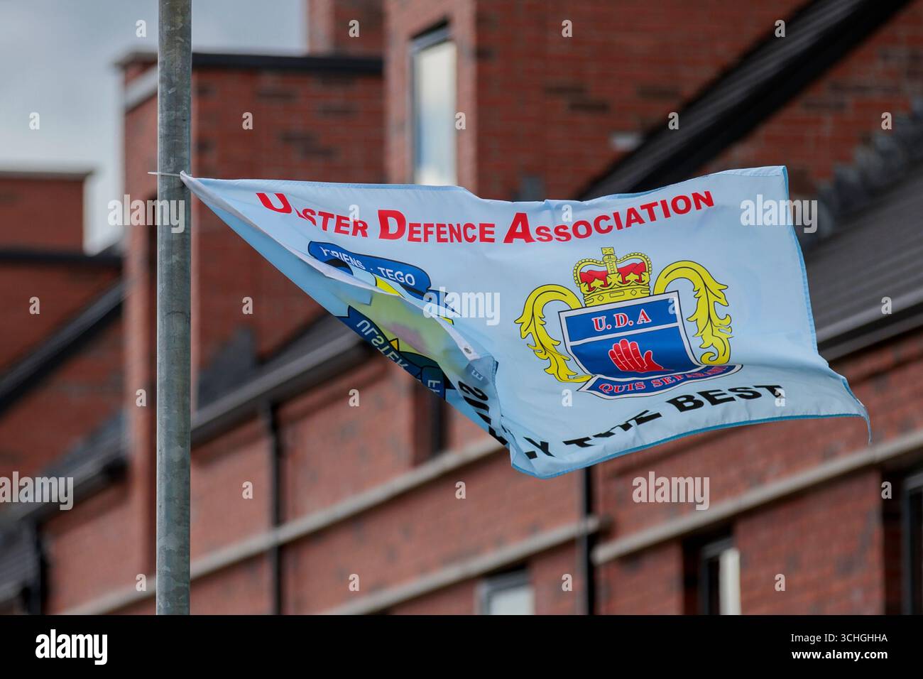 A flag belonging to the Ulster Defence Association (UDA), a loyalist ...