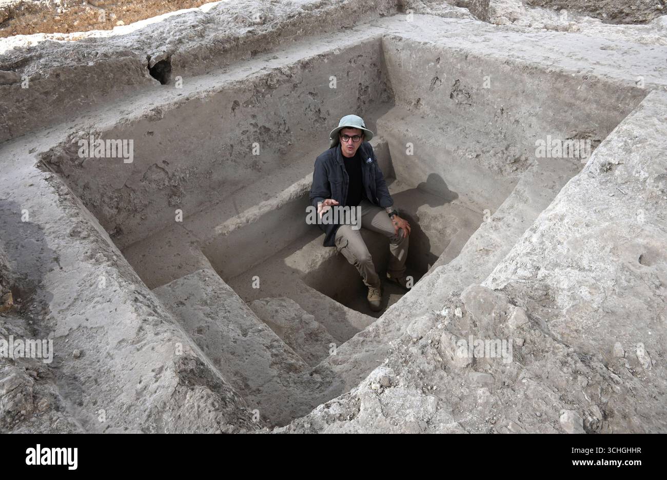 Archeologist Adam William Asper of the Israel Antiquities Authority ...