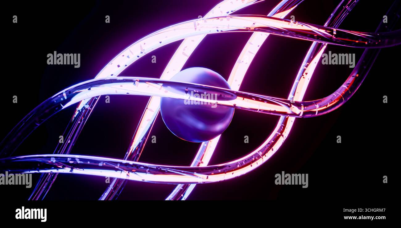 Purple and blue glowing chromosome for biology and chemistry theme ...