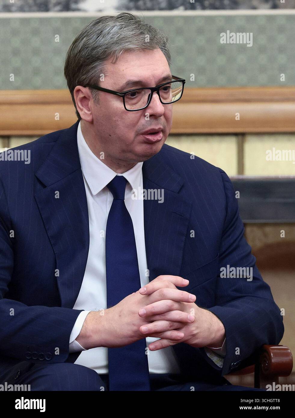 Serbian President Aleksandar Vucic speaks to Russian President Vladimir ...