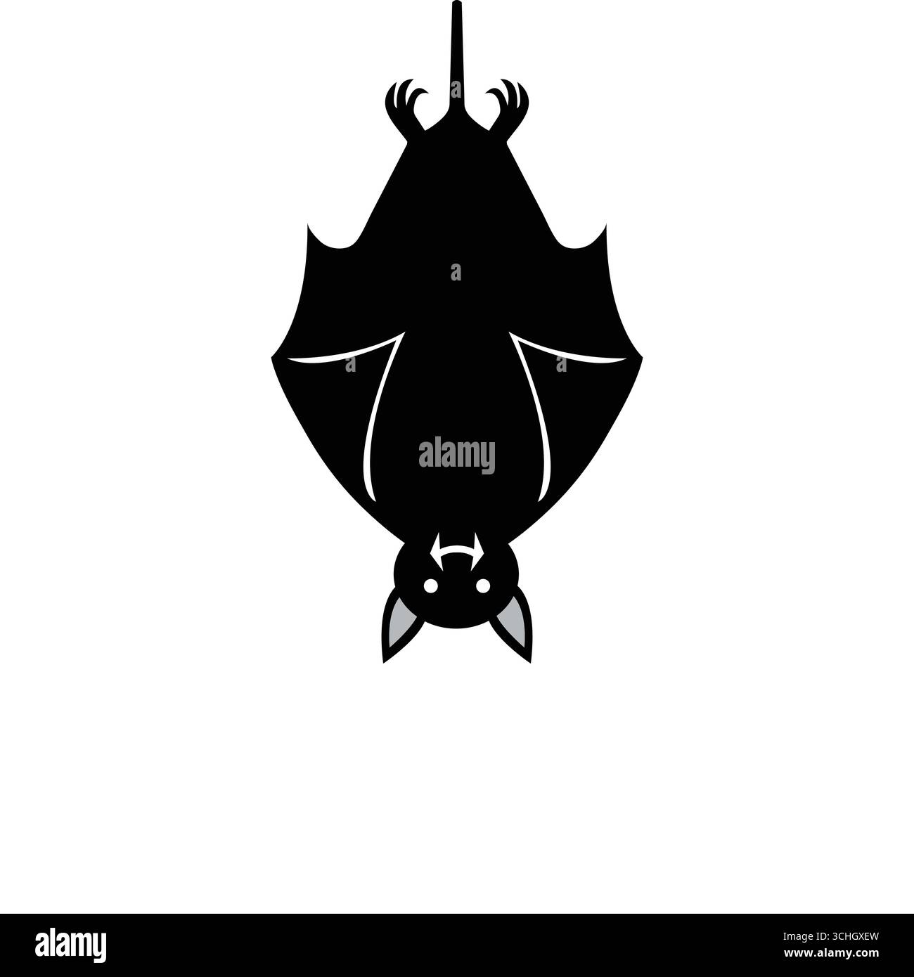 Cute bat hanging upside down a Halloween themed cartoon vector Stock ...