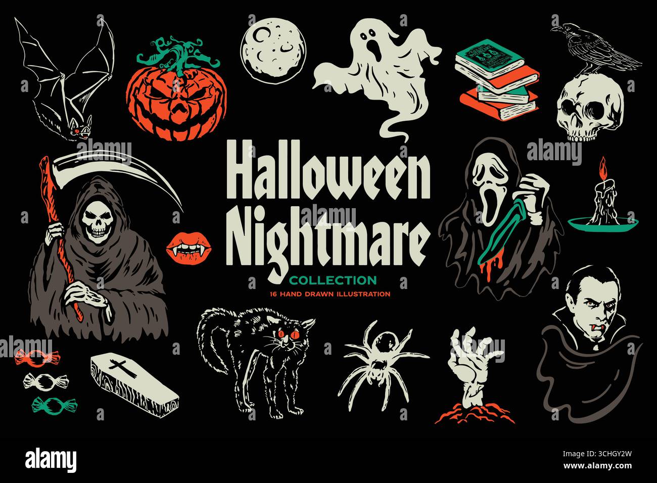 Halloween Nightmare Illustration Collection Stock Vector Image & Art ...