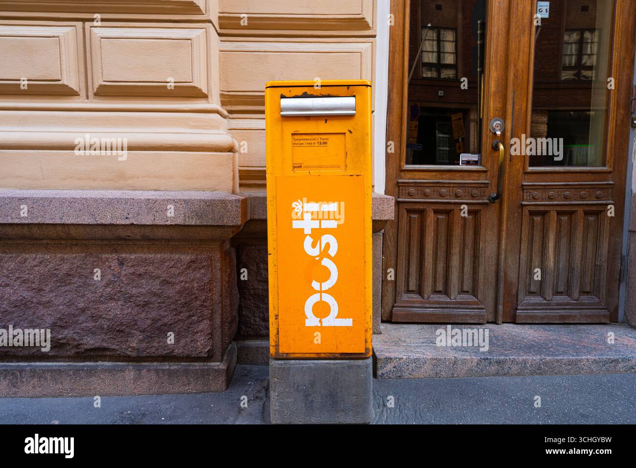 Helsinki, Finland. August 27 2025. an iconic Finnish postal mailbox on ...