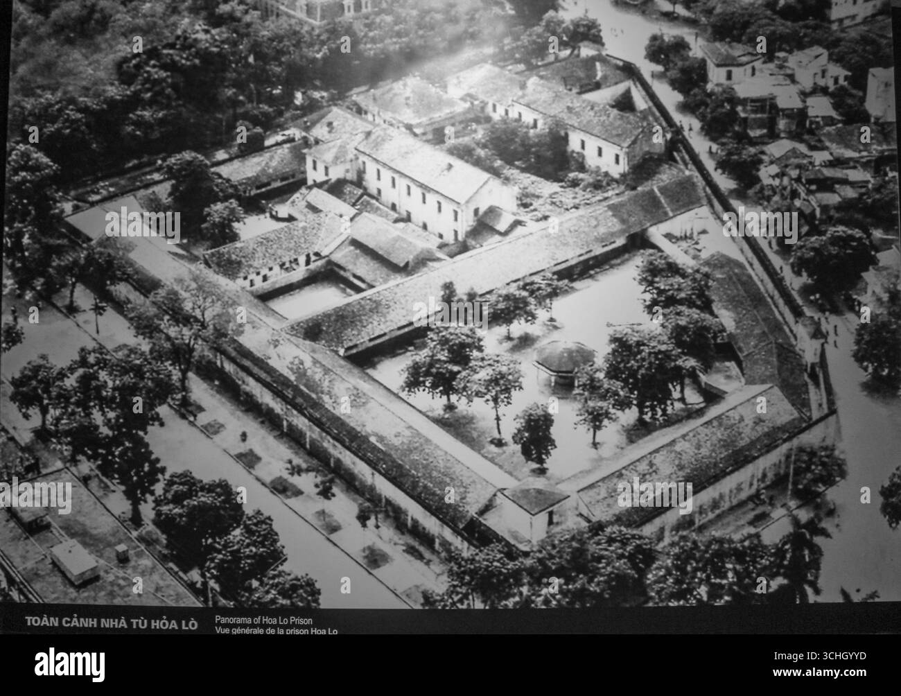 Vietnam, Hanoi. Hoa Lo Prison. An old aerial view of the famous ...