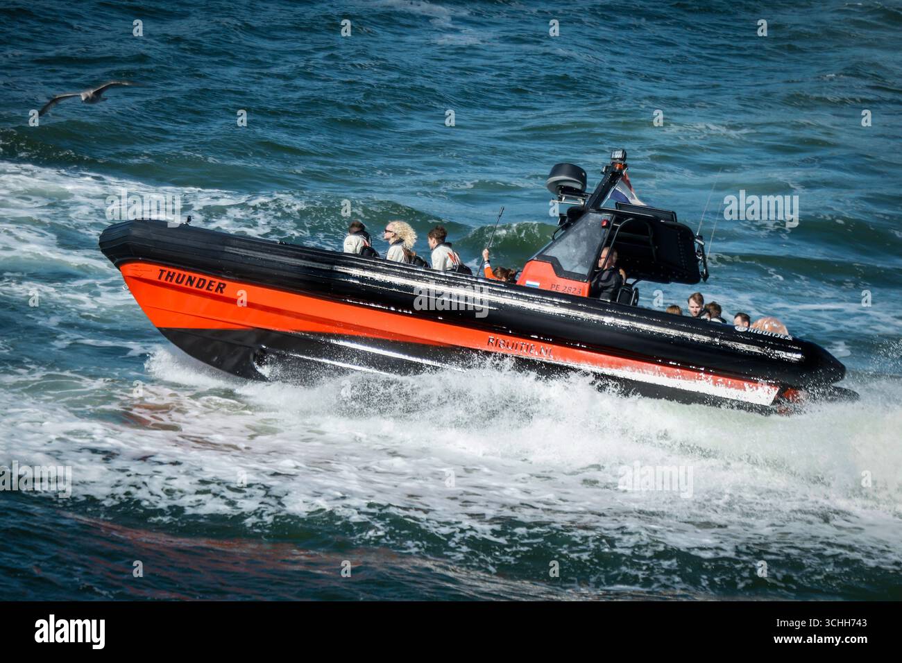 Shorttrack Team of the Netherlands arrives by RIB boat during the Dutch ...