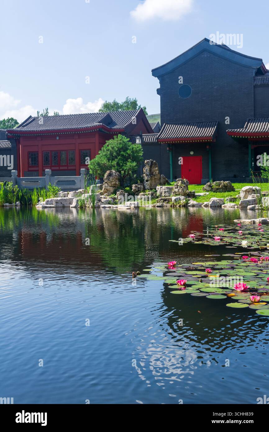 water lily pond in traditional chinese garden Stock Photo - Alamy